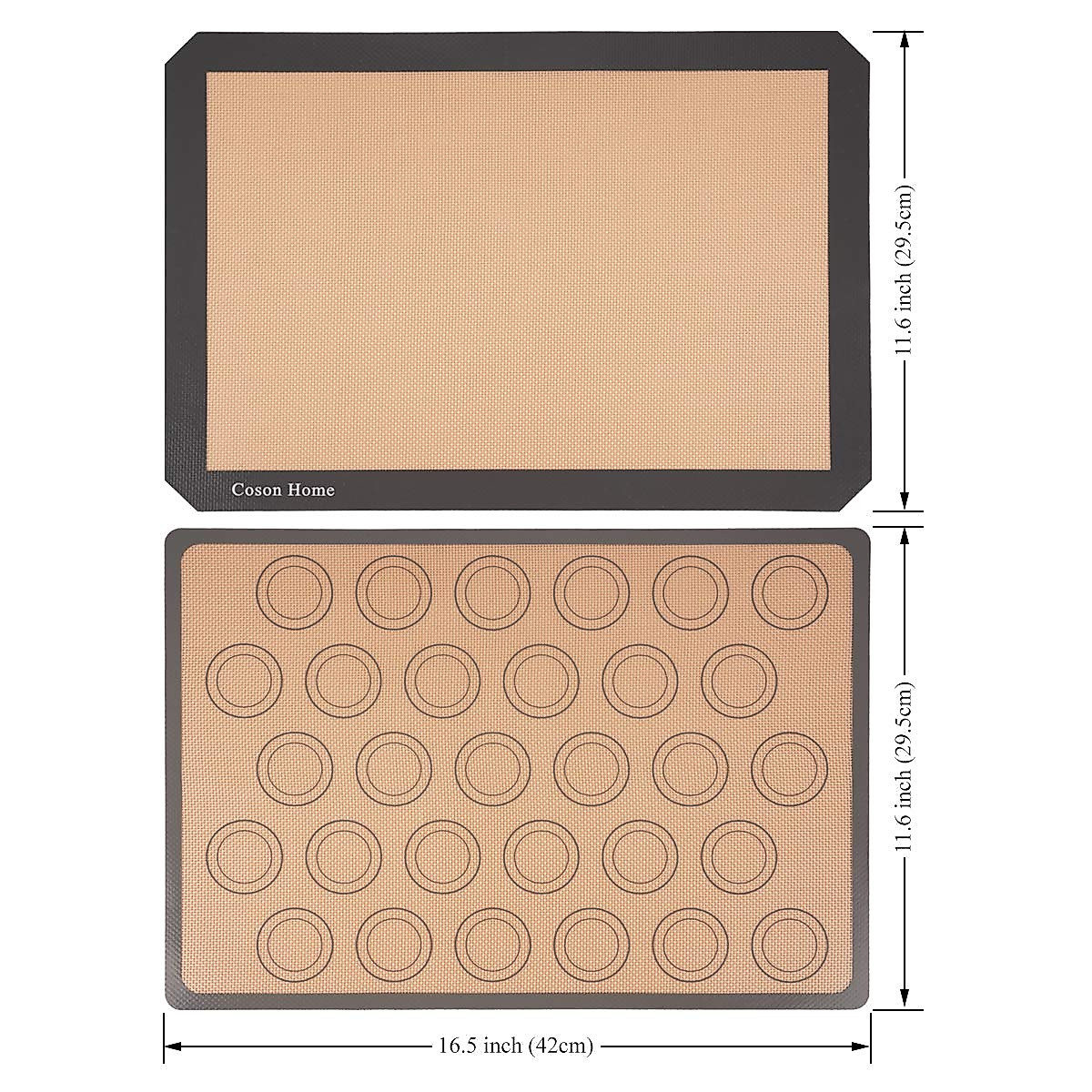 Pack of 2 Silicone Baking Mat Macaron Mat Sheet, Pro Non-Stick Reusable Sheet Food Safe Tray Pan Liners, 11.6 x 16.5 inches (L x W)