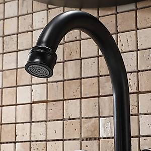 UFaucet 4 Inch Centerset Matte Black Bathroom Faucet, 2 Cross Handle 3 Hole RV Camper Bathroom Sink Faucet, 360° Swivel Spout Stainless Steel Lavatory Basin Bath Vanity Without Accessories Only Faucet