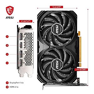 MSI GeForce RTX 4060 Ventus 2X Black 8G OC Gaming Graphics Card - 8GB GDDR6X, PCI Express Gen 4, 128-bit, 3X DP v 1.4a, HDMI 2.1a (Supports 4K & 8K HDR)