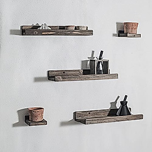 Freezing point Small Floating Shelves for Wall Set of 2 Natural Wood 4Inch Mini Wall Shelf Decor Plant Display Collectibles Mounted Kitchen Bathroom Bedroom Corner Decorative Storage Tiny Stand Brown