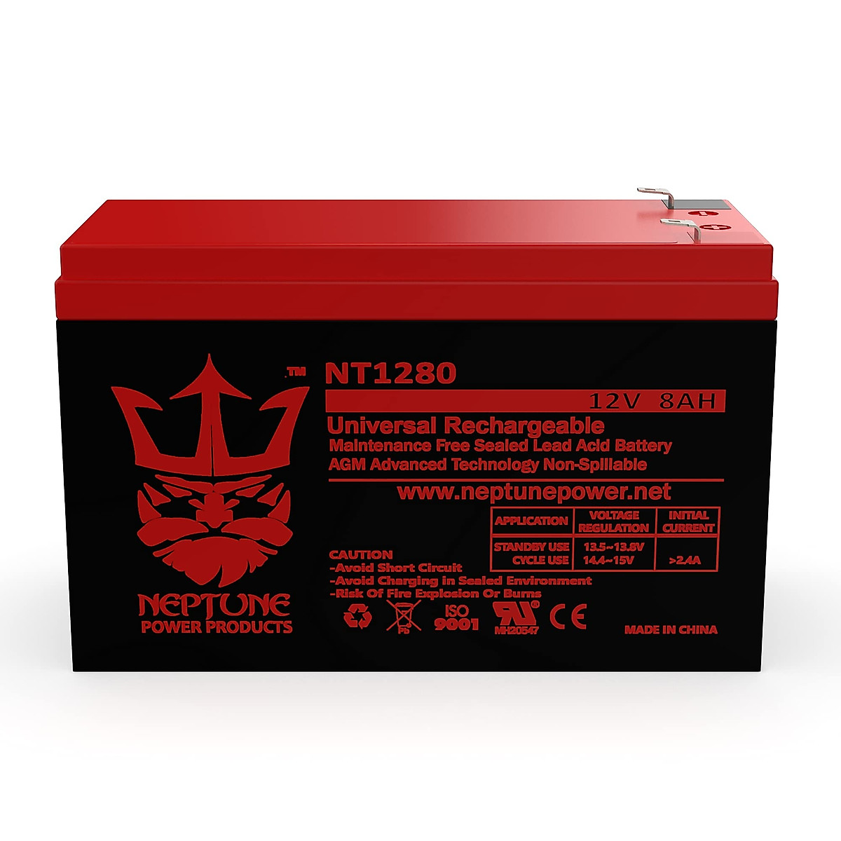 Neptune Brand NT1280 12v 8ah Replacement SLA Battery for Power Patrol Backup Battery SLA1075