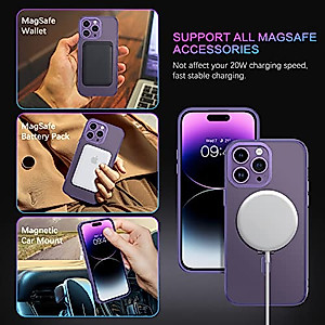 DUEDUE for iPhone 14 Pro Magnetic Case with Invisible Stand [Compatible with Magsafe], Full Body Protective Cover Slim Shockproof Kickstand Phone Case for Apple iPhone 14 Pro 6.1", Purple