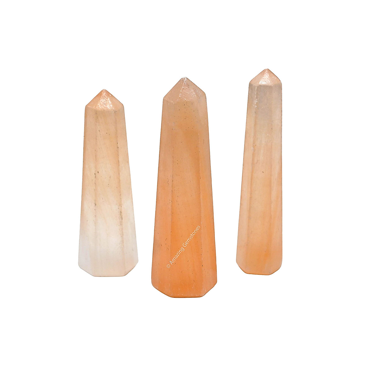 Orange Selenite Crystal Towers ~ Natural Healing Crystal Point Obelisk for Reiki Healing and Crystal Grid (2" to 3" INCH)
