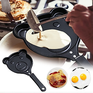BLMIEDE Cartoon Mini Egg Pancake Frying Pan Pancake Non Stick Cookware Saucepan Breakfast Maker Egg Frying Pan Omelette Pan Silicone Forks for Cooking Eggs (B, One Size)