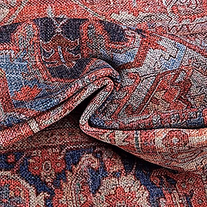 Rugs.com Maahru Collection Washable Rug – 3 Ft Square Rust Red Low-Pile Rug Perfect for Living Rooms, Kitchens, Entryways