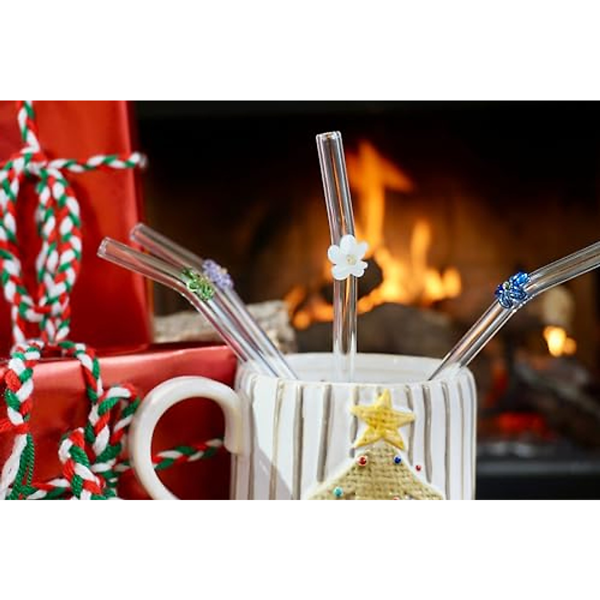 Reusable Glass Straws | 8.2'' X 8mm with Cleaning Brush | Perfect for Smoothies, Milkshakes, Juices ,Teas and Other Cold/Hot Beverages