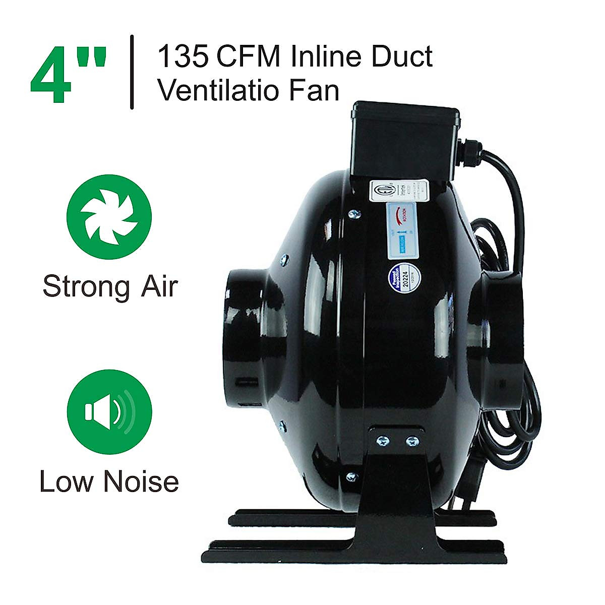 BloomGrow 4'' Inline Fan Carbon Filter Ducting Combo + Fan Speed Controller + 24 Hour Timer Outlet+Thermometer Ventilation System for Grow Tent Kit (4'')