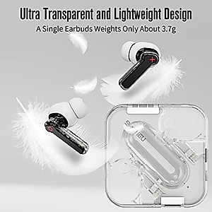 SIXTHGU Wireless Earbuds Bluetooth Headphones, Crystal Ear Buds with Fast Charging Case IPX4 Waterproof Stereo Earphones in-Ear Built-in Mic Headset Premium Deep Bass(White)