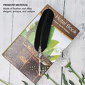 GLOGLOW Quill Pen, European Retro Feather Quill Dip Pen Fountain Pen Sign Pen Set with 5 Replacement Tips Calligraphy Feather Quill Dip Pen Set(Black)