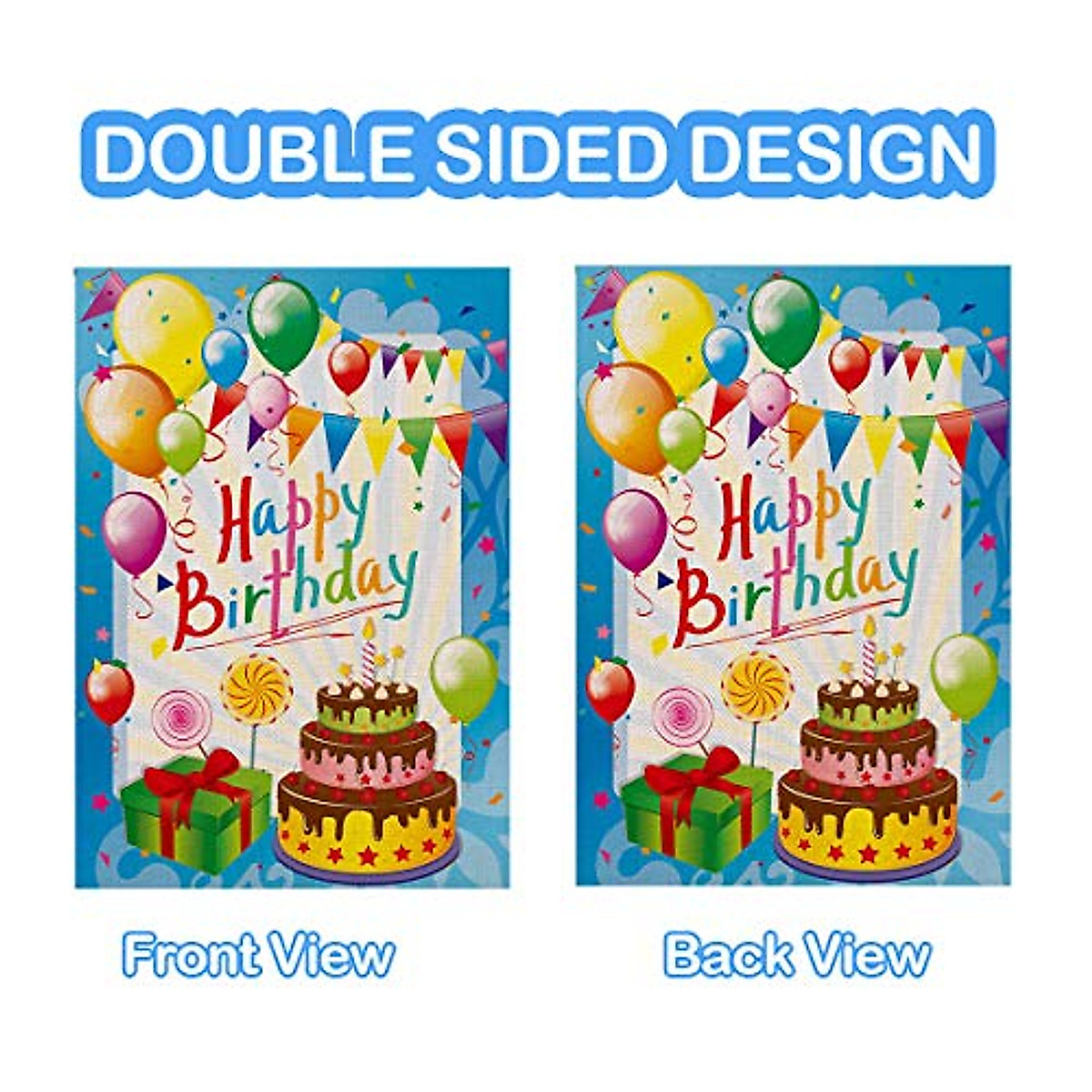 Happy Birthday Garden Flag Yard Signs, Burlap Vertical Double Sided Readable Lawn Signs Birthday Yard Decorations for Lawn Outside Outdoor Flags 12.5 x 18 Prime Party Celebration Birthday Banner