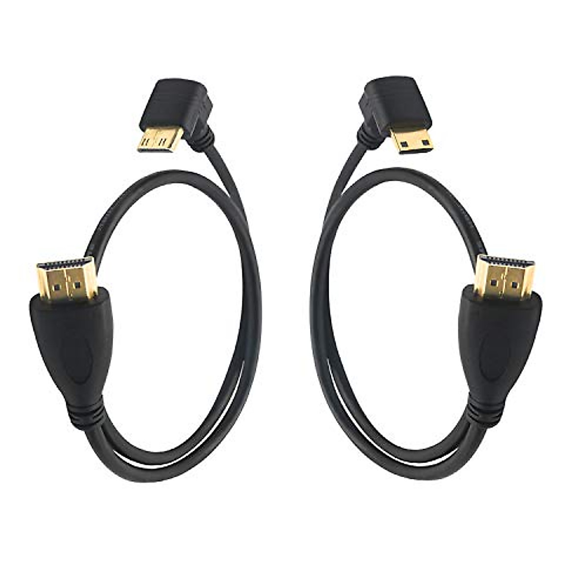 GINTOOYUN Mini HDMI to HDMI,Hdmi 90 Degree Up and Down 2pcs,Hdmi A Male to HDMI C Male -19.7IN
