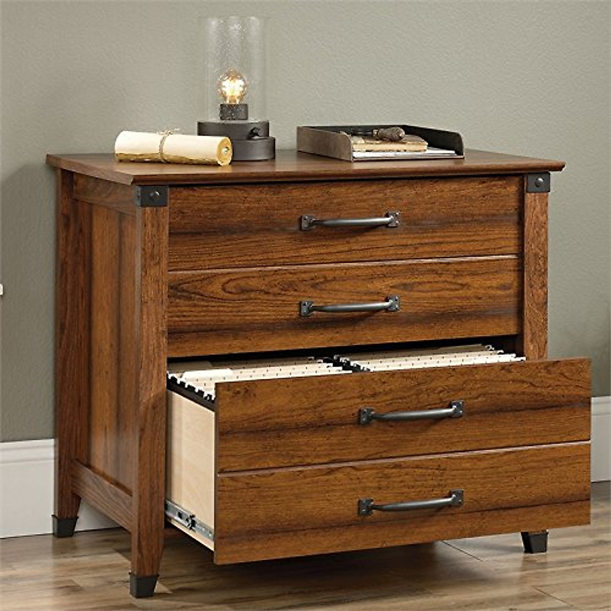 Sauder Carson Forge Lateral File, Washington Cherry finish