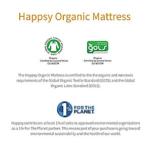 Happsy Organic Mattress, Healthy and Safe Mattress with Organic Latex and Encased Coils, Non-Toxic, Full
