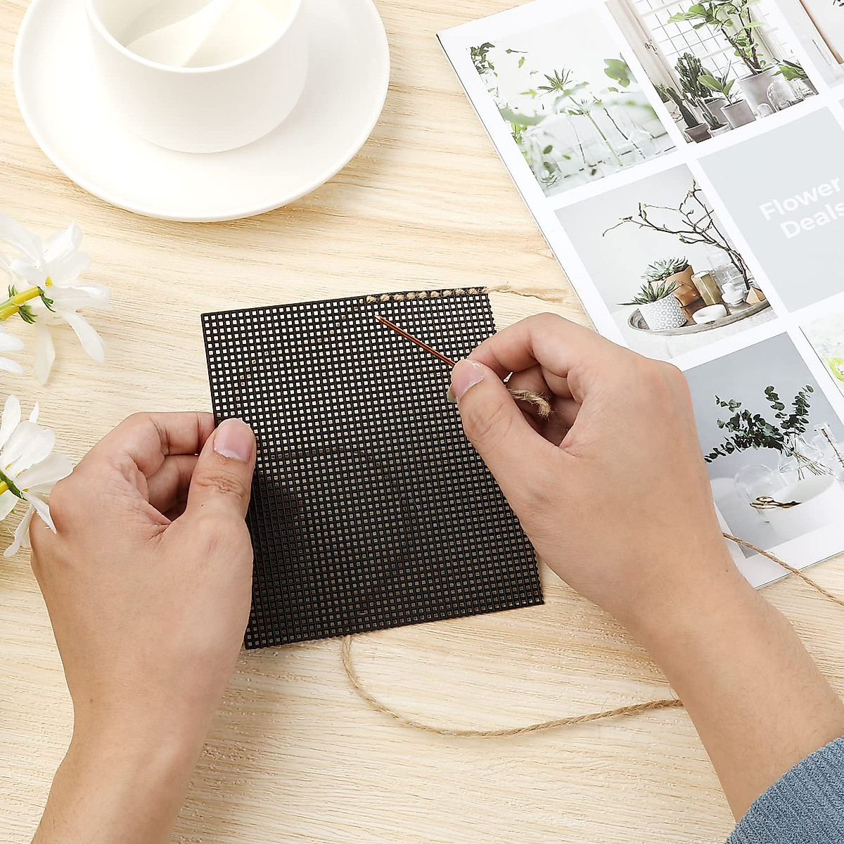 6pcs Plastic Mesh Canvas Sheets, 10 CT Plastic Eye Mesh Sheets for Embroidery Making Divider, Cross Stitch Acrylic Aida Mesh Screen for Yarn Crafts Knit DIY Crochet Projects (13x10inch, Black)