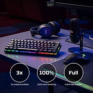 HyperX Alloy Origins 60 - Mechanical Gaming Keyboard, Ultra Compact 60% Form Factor, Double Shot PBT Keycaps, RGB LED Backlit, NGENUITY Software Compatible - Linear Red Switch (Renewed)