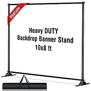 AKTOP 4x7-8x10 FT Extra Thick Backdrop Banner Stand, Heavy Duty Adjustable Step and Repeat Stand for Parties & Photography, Portable Trade Show Photo Booth Background with Carrying Bag