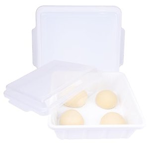 Purekra 2 Pack Pizza Dough Proofing Box, Large Dough Proofing Container,12 x 12 Inch, Fits 4 Dough Balls, 200 OZ Stackable Pizza Dough Tray With Lid, Dishwasher Safe (White)