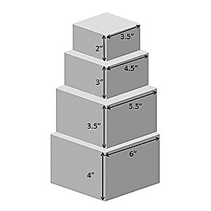 Cypress Lane Square Rigid Gift Box, a Nested Set of 4, 3.5x3.5x2 to 6x6x4 inches (Red)