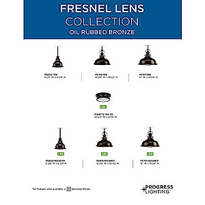 Progress Lighting P5188-108 Fresnel Lens Pendants, Bronze
