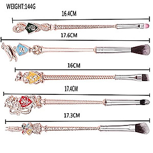 Potter Makeup Brush Set for Women with Gift Bag 5pcs Metal Magic Eye Shadow Eyeliner Blending Pencil Lip Brush Beauty Tools (Rose Gold)
