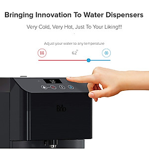 Brio CLBL720SCBLK Moderna Self Cleaning Bottom Load Hot, Cold & Room Water Cooler - New Black Stainless Steel - Tri Temp W/Touch Dispenser Feature