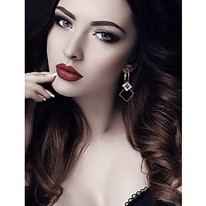 Black Gold Earrings for Women Dangle Drop Fashion Rhinestone Jewelry