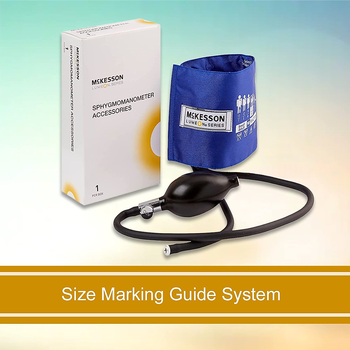 McKesson LUMEON Blood Pressure Cuff and Bulb, Royal Blue, Adult Small, 19 cm to 27 cm, 1 Count