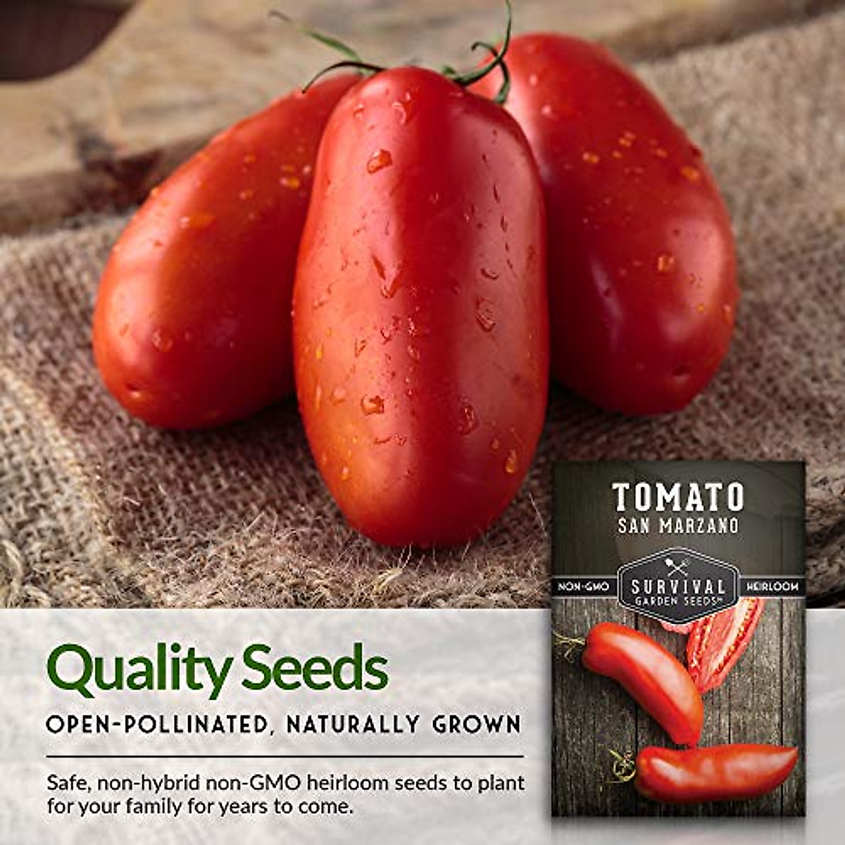 Survival Garden Seeds - San Marzano Tomato Seed for Planting - Packet with Instructions to Plant and Grow Tomatoes in Your Home Vegetable Garden - Non-GMO Heirloom Variety - 4 Packs