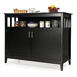 LOKO Buffet Cabinet with Storage, Freestanding Kitchen Cabinet with Adjustable Shelf, Storage Sideboard Console Table, 45 x 20 x 36 inches (Black)