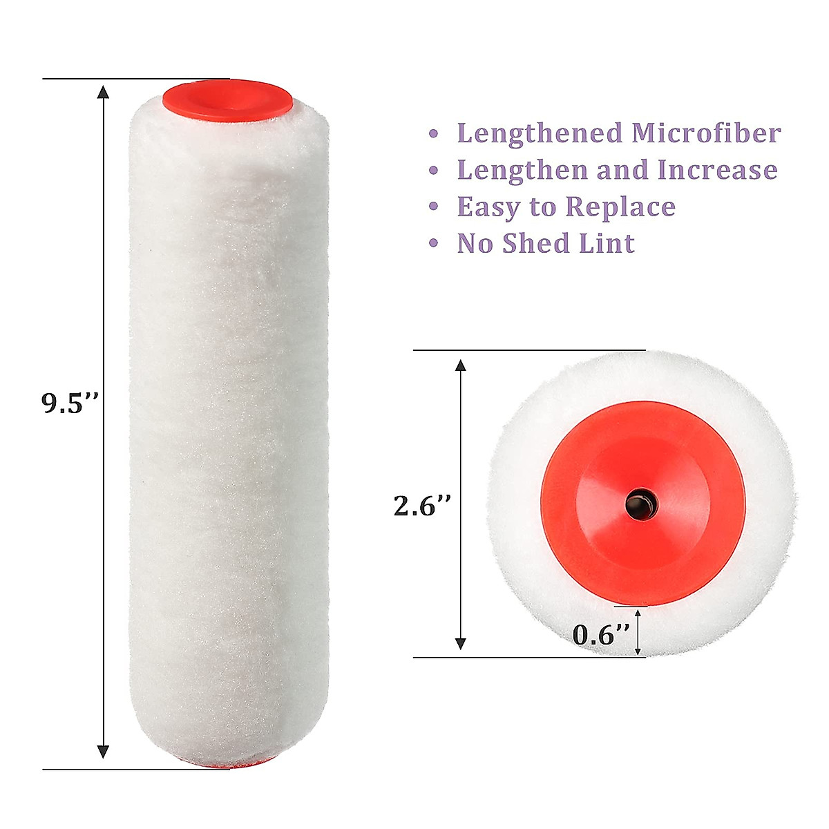 HOSKO 4FT Paint Roller Kits - 9.5 inches Roller Frame with 3 Paint Roller Covers and 36 inches Stainless Steel Detachable Handle - for Painting Walls and Ceiling