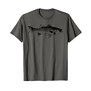 Striper Fishing Shirt // Striped Bass Lucky Fishing T-Shirt T-Shirt