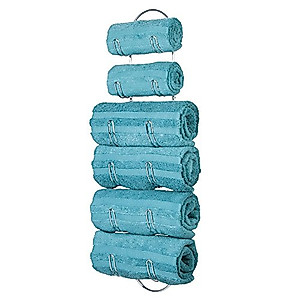 InterDesign Classico Wall Mount Towel Rack with Towel Hooks for Bathroom Storage – Chrome