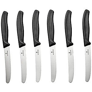 Victorinox Swiss Army Cutlery Swiss Classic Serrated Steak Knife Set, Round-tip, 4.5-Inch, 6-Piece