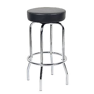 Boss Office Products Chrome Bar Stool in Black