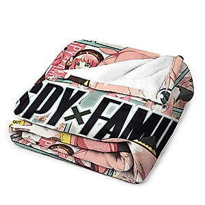 Anime ANYA Family Plush Splicing Blanket Flannel Fleece Warm Soft Throw Blanket for Couch Sofa Bed Living Room