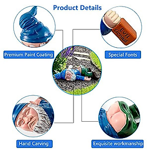 Jauay 9.5'' Tall Funny Drunk Garden Gnome Dwarf Creative Garden Gnome Statues Decoration Sculpture Yard Decor Landscape Porch Outdoor Lawn Decoration Novelty Outside Gift (Blue)