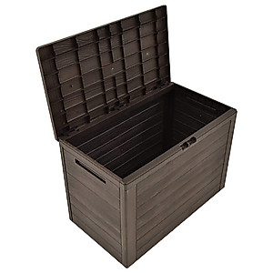 INLIFE 50 Gallon Garden Storage Box Outdoor Cushion Deck Patio Storage Chest Storing Pillow Tool Box Blanket Indoor Interior Container 30.7"x 17.3"x 21.7"(Brown)