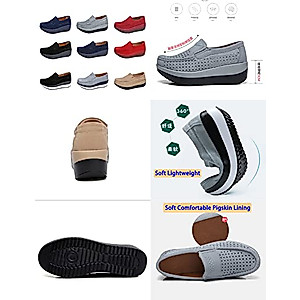 Women's Cutout Breathe Suede Wedge Sneakers,Lightweight Comfy Slip-on Orthotic Hidden Platform Anti-Skid Casual Walking Shoes (8,Red)