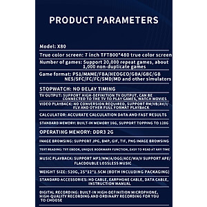 New X80 bluered Handheld Game Console 16gb Build in Many Games 7 inch HD Output Retro Game Cheap Children's Gifts Support TV Playing Games Gameboy Birthday Gift for Kids Adults