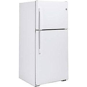 GE 30 Inch Freestanding Top Freezer Refrigerator with 19.11 cu. ft. Total Capacity, 2 Glass Shelves, 5.6 cu. ft. Freezer Capacity, Right Hinge, Crisper Drawer, Frost Free Defrost (White)