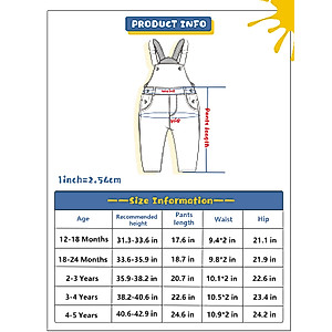 KIDSCOOL SPACE Baby Boy Girl Jean Overalls,Toddler Slim Cute Denim Jumper,Blue,12-18 Months