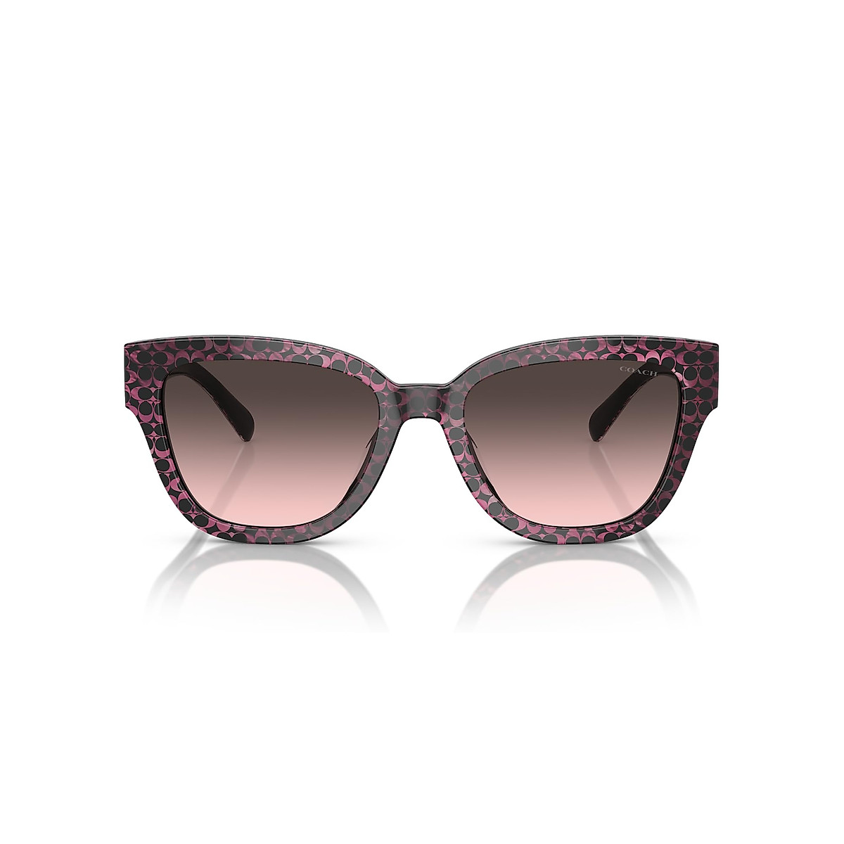 Coach HC8379U Universal Fit Sunglasses, Ruby Pearl Signature C/Grey Rose Gradient, 54 mm
