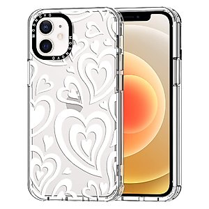MOSNOVO Case for iPhone 12 Mini, [Buffertech 6.6ft Military-Grade Drop Protection] [Anti Peel Off Tech] Clear TPU Bumper Phone Case Cover Design - Twist Heart