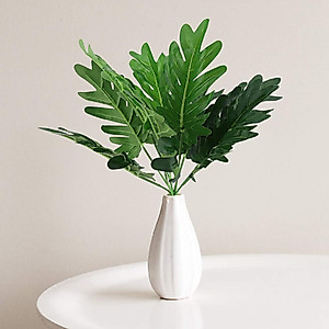 Jacksing Faux Leaf, Plastic Artificial Faux Foliage Green Grass Plant Leaf Home Office Party Garden Interior