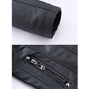 LOKTARC Boys Stand Collar Leather Jackets Kids Spring Faux Leather Motorcycle Coats Black Size 160/12-13Years