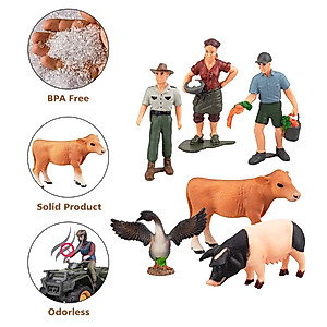 Toymany 54PCS Big Farm Animals Figurines Toy with Barn House Motorcycle Fence - Farm Tractor Figures Set with Farmers Pigs Foods, Educational Toys Christmas Birthday Gift or Kids Toddlers
