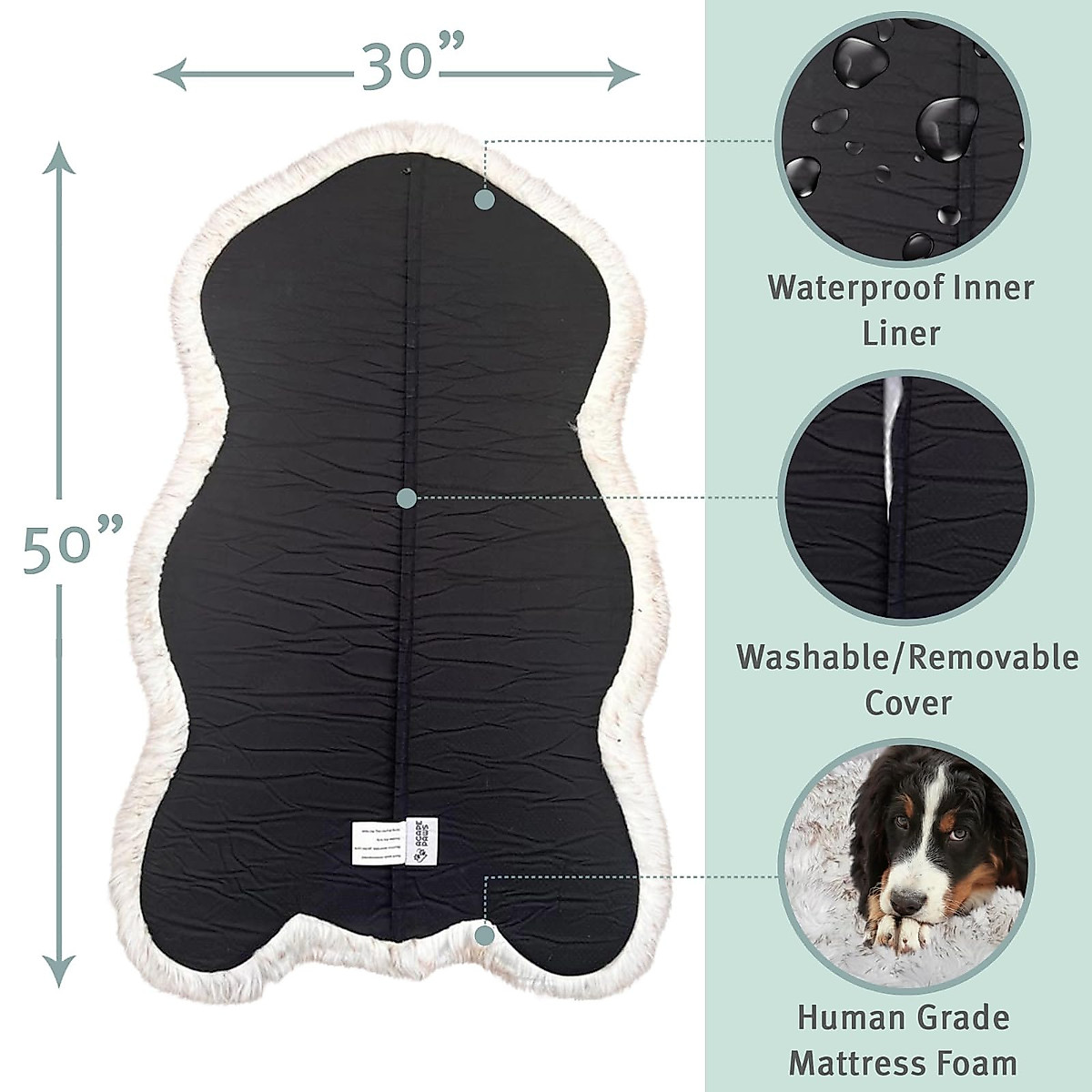 Agape Paws LUXURY FAUX FUR ORTHOPEDIC BED | Premium Joint Health Memory Foam Dog Bed with Waterproof | Washable Cover | Durable | Comfortable | Chew Proof Luxury Pet Bed for Large Dogs.