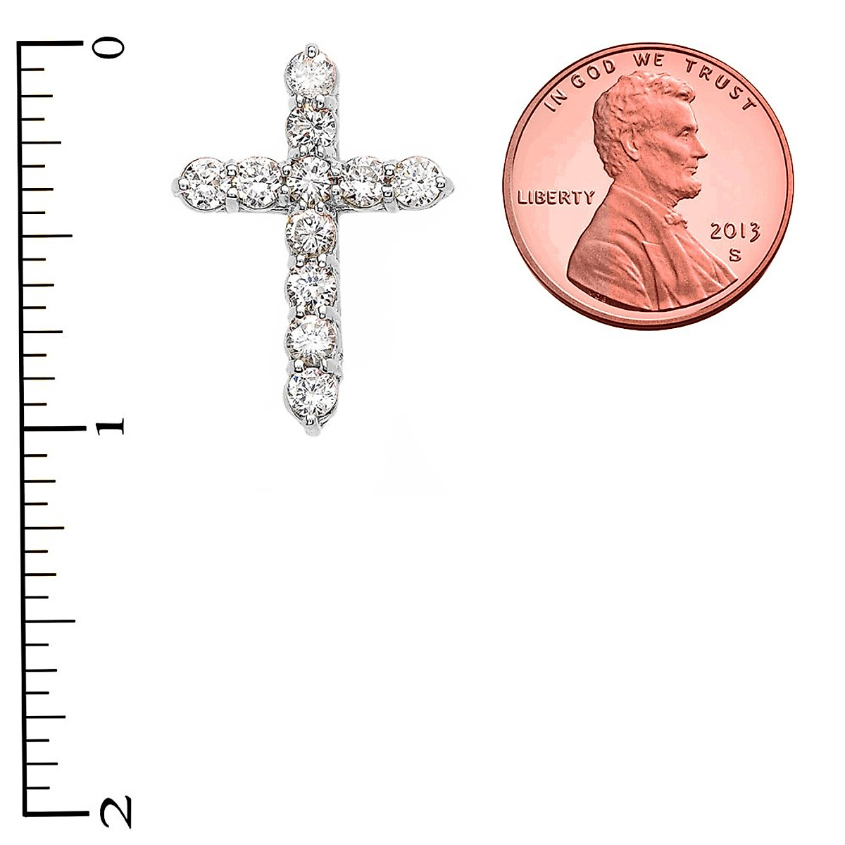 Elegant Sterling Silver 3 Carat Round Cubic Zirconia Cross Pendant (Small)
