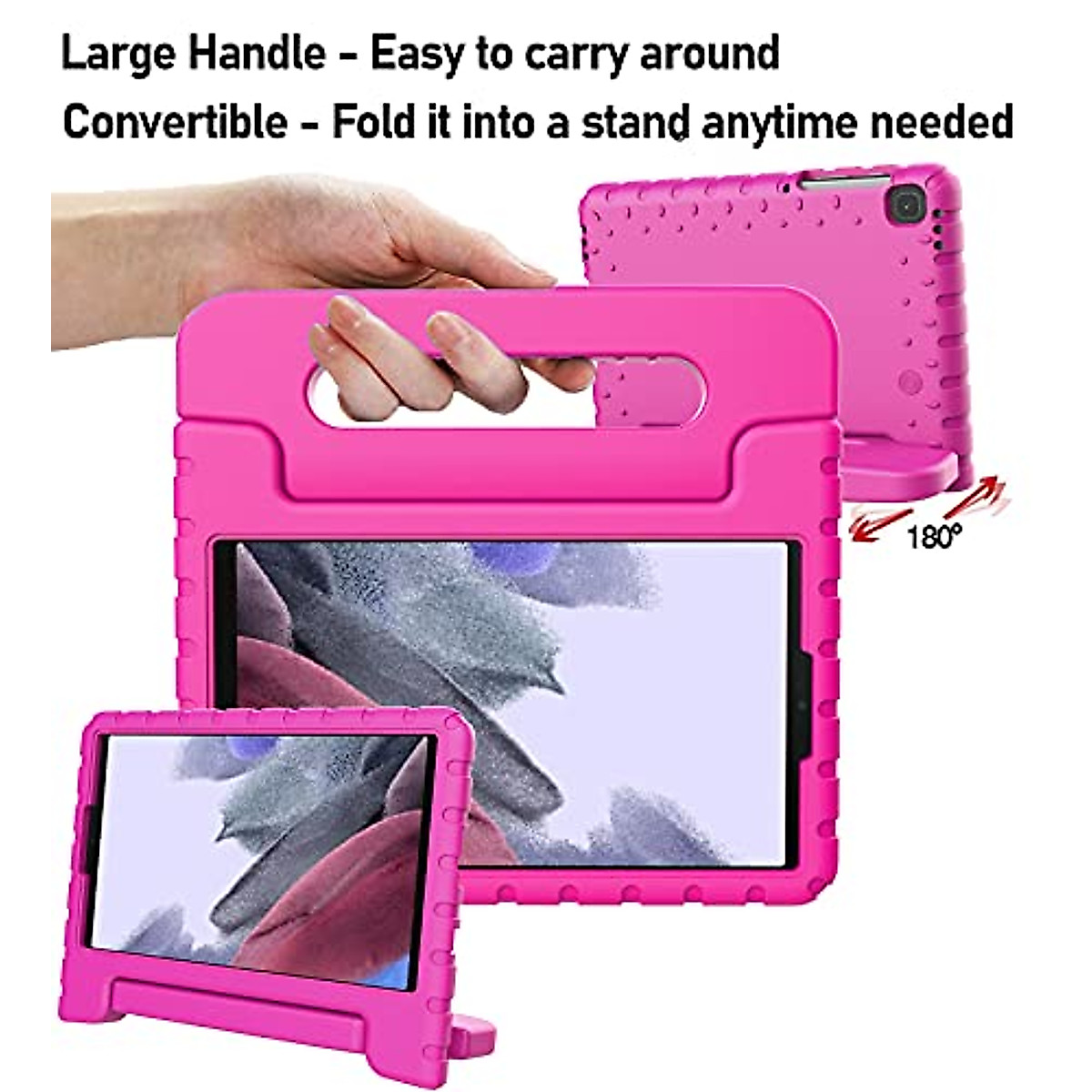 LTROP Kids Case for Samsung Galaxy Tab A7 lite 8.7 Inch 2021 SM-T220/T225, Galaxy Tab A7 Lite 8.7 Case, Shockproof Convertible Handle Stand Cover Case for Samsung Galaxy Tab A7 Lite 8.7” 2021, Rose