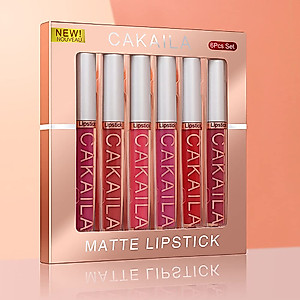 KARNAR 6 Pcs Lipstick Matte Liquid Lipstick Lipgloss Set for Women labiales mate 24 horas originales matte larga duracion 24 Deep Red Original 24 Hours Lipstick Lip Stain Long Lasting Waterproof.